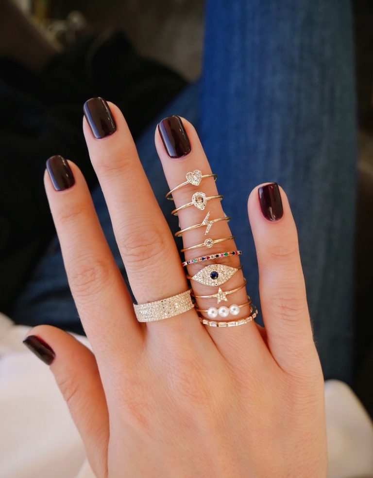 Diamond Mini Star Stack Ring in Yellow Gold - M. Flynn