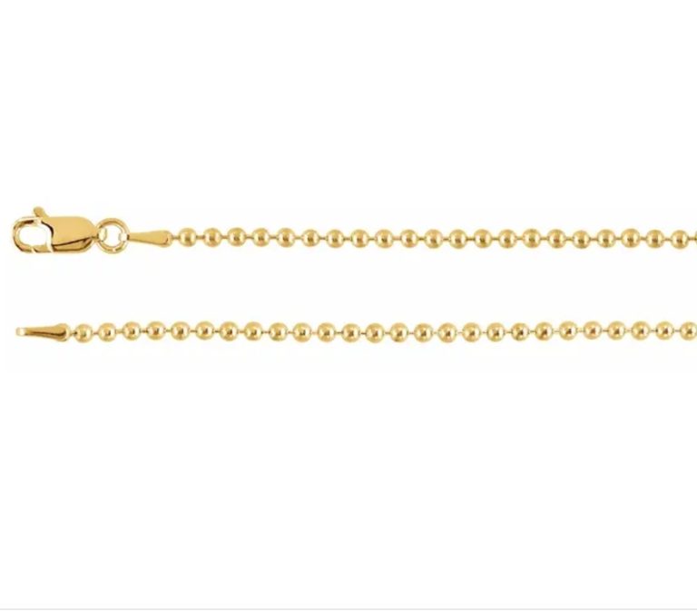 2mm Ball Chain 20" in 14K Yellow Gold - M. Flynn