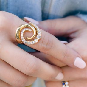 Riley Ring in Partial Diamond in 18K Yellow Gold - M. Flynn