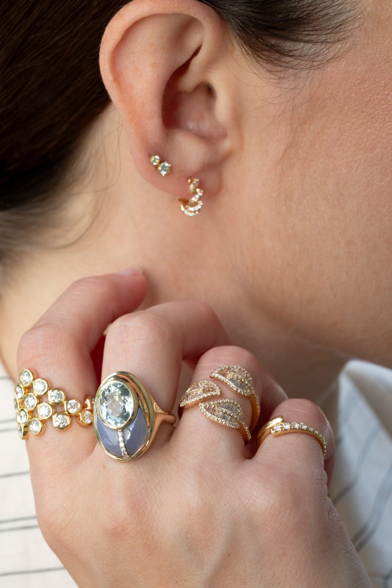 Diamond Slinkee Huggies in 18K Yellow Gold - M. Flynn